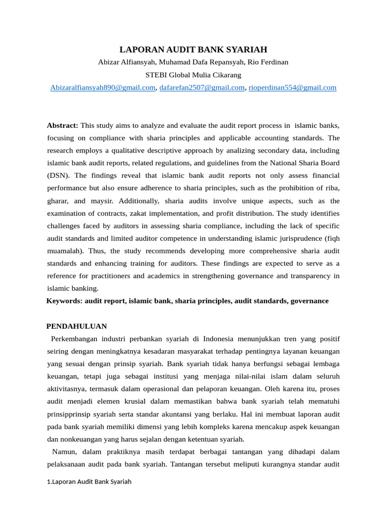 Kelompok 2-Laporan Audit Bank Syariah | PDF