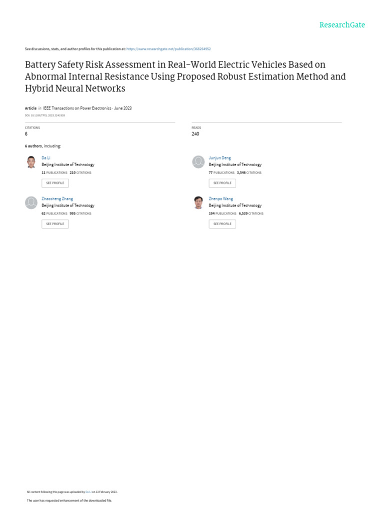 EV Battery Safety: Risk Assessment | PDF