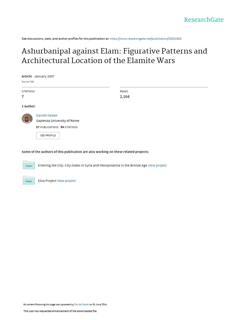 Ashurbanipal Against Elam Figurative Patterns and Architectural ...