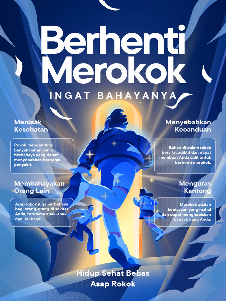 Poster Infografis Bahaya Rokok Ilustratif Biru dan Putih | PDF