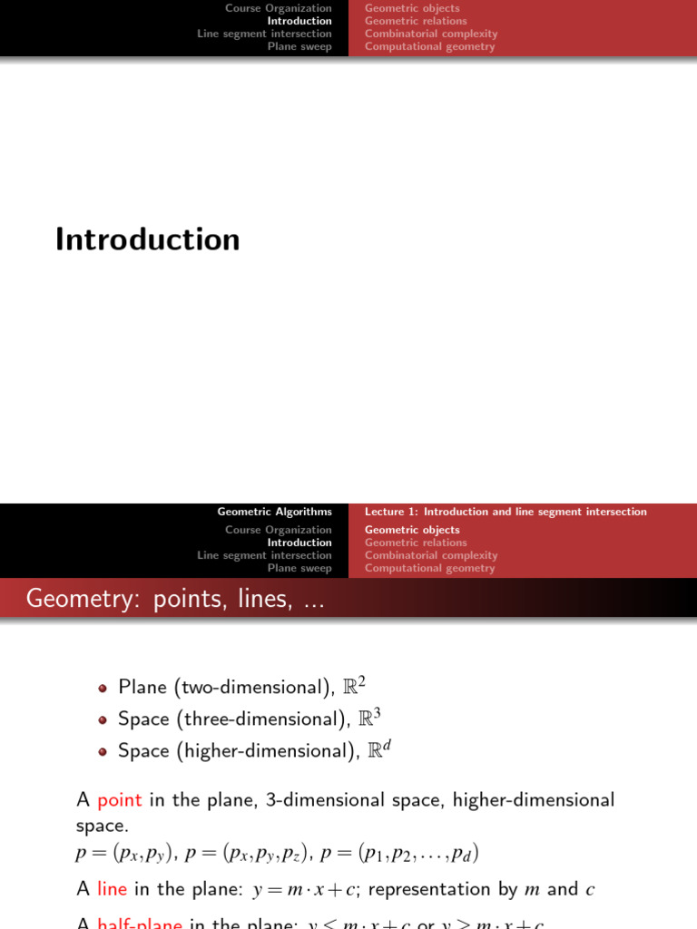 Introduction and Line Segment Intersection | PDF | Line (Geometry) | Geometry