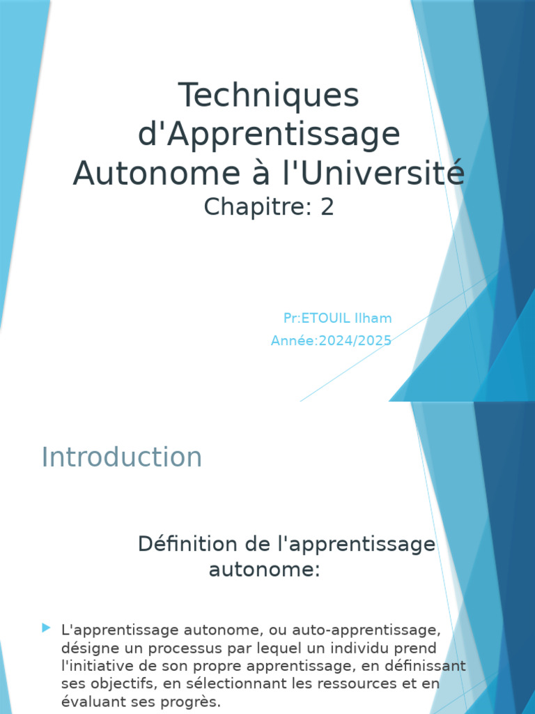 Apprentissage Autonome Universitaire | PDF | Planification | Apprentissage