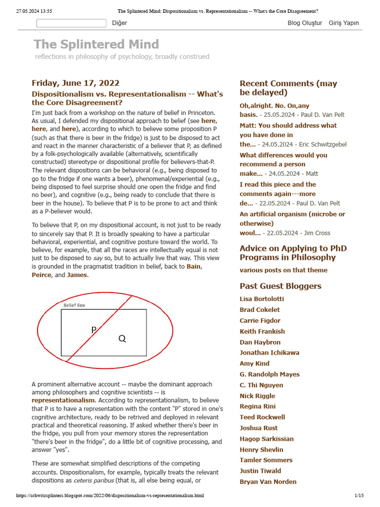 The Splintered Mind - Dispositionalism vs. Representationalism - What's ...