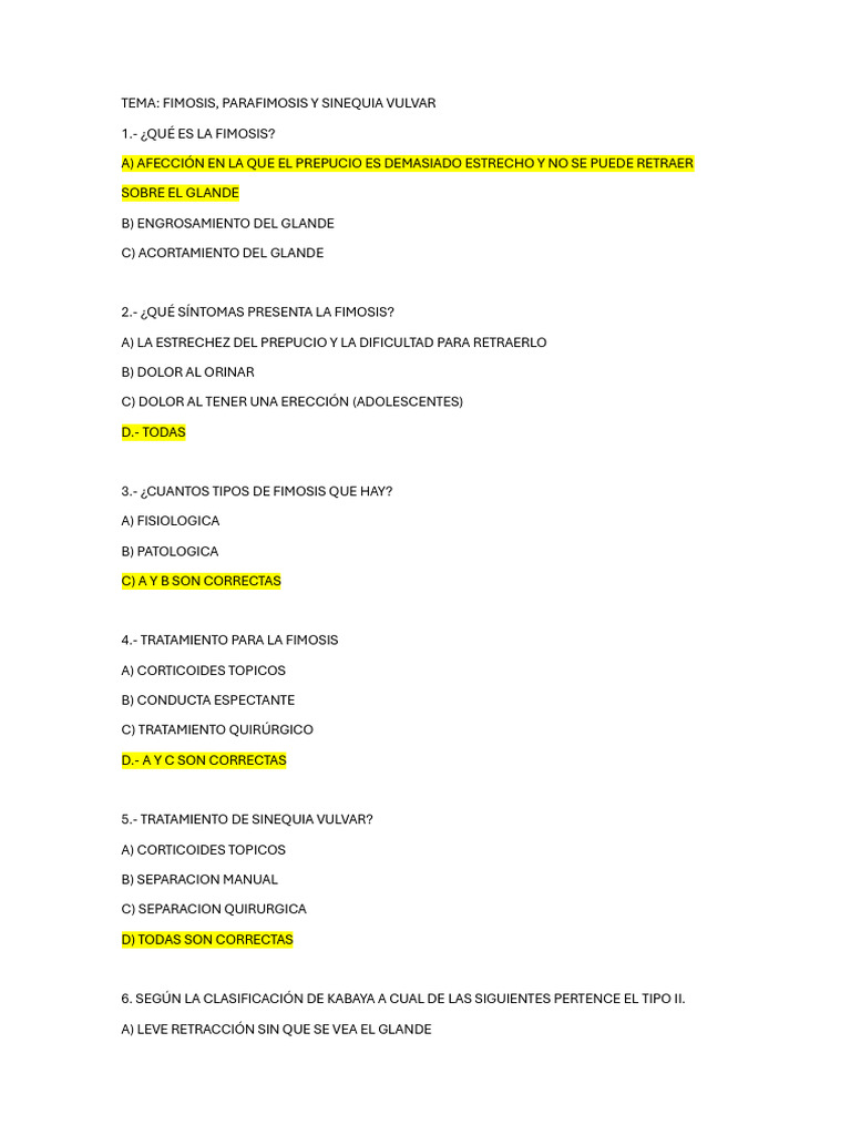 Fimosis, Parafimosis y Sinequias Vulvares | PDF