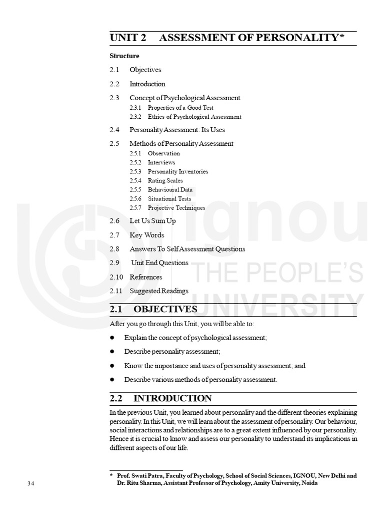 Assessment of Personality | PDF | Psychological Evaluation | Psychology