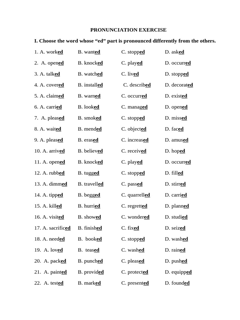 Pronunciation Exercise | PDF