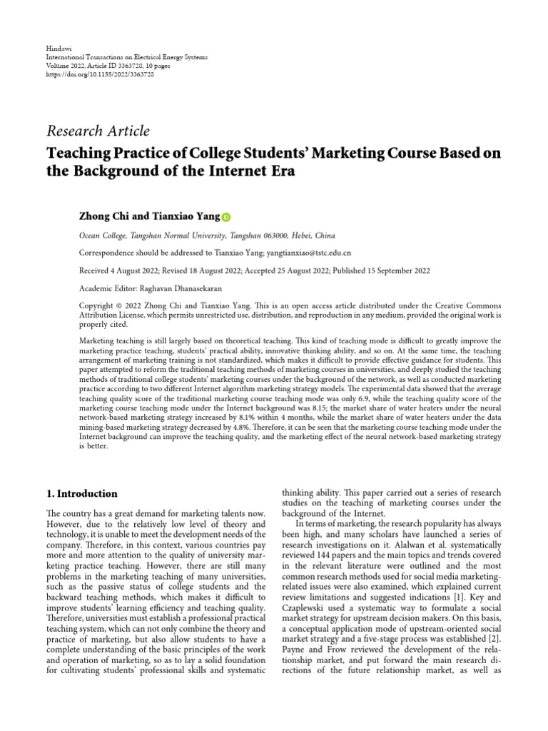 Teaching Practice of College Students Marketing C | PDF | Marketing ...