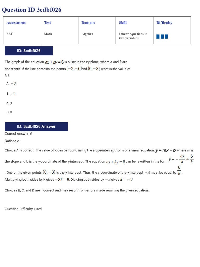 Linear Equations in Two Variables (Hard) Answers | PDF | Equations ...