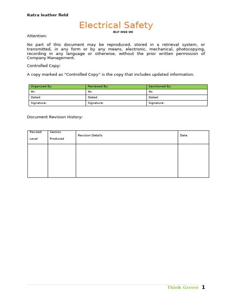 00 - RLF - Electrical Safety | PDF | Fire Safety | Occupational Safety ...