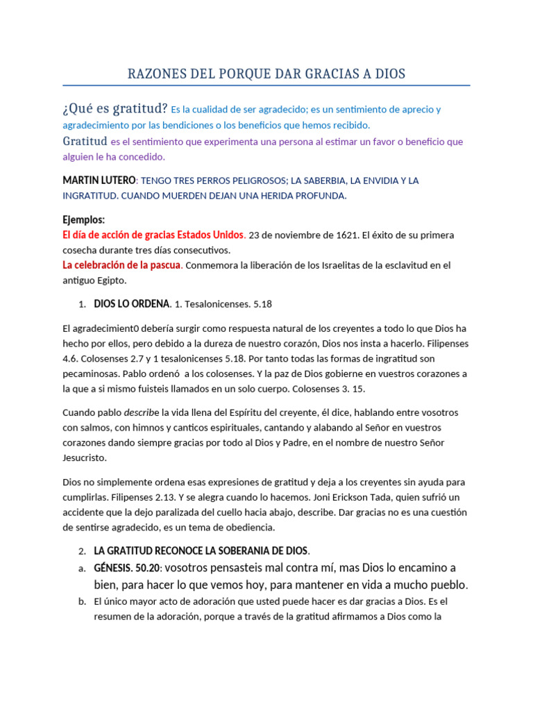 RAZONES DEL PORQUE DAR GRACIAS A DIOS | PDF | Gratitud | Dios
