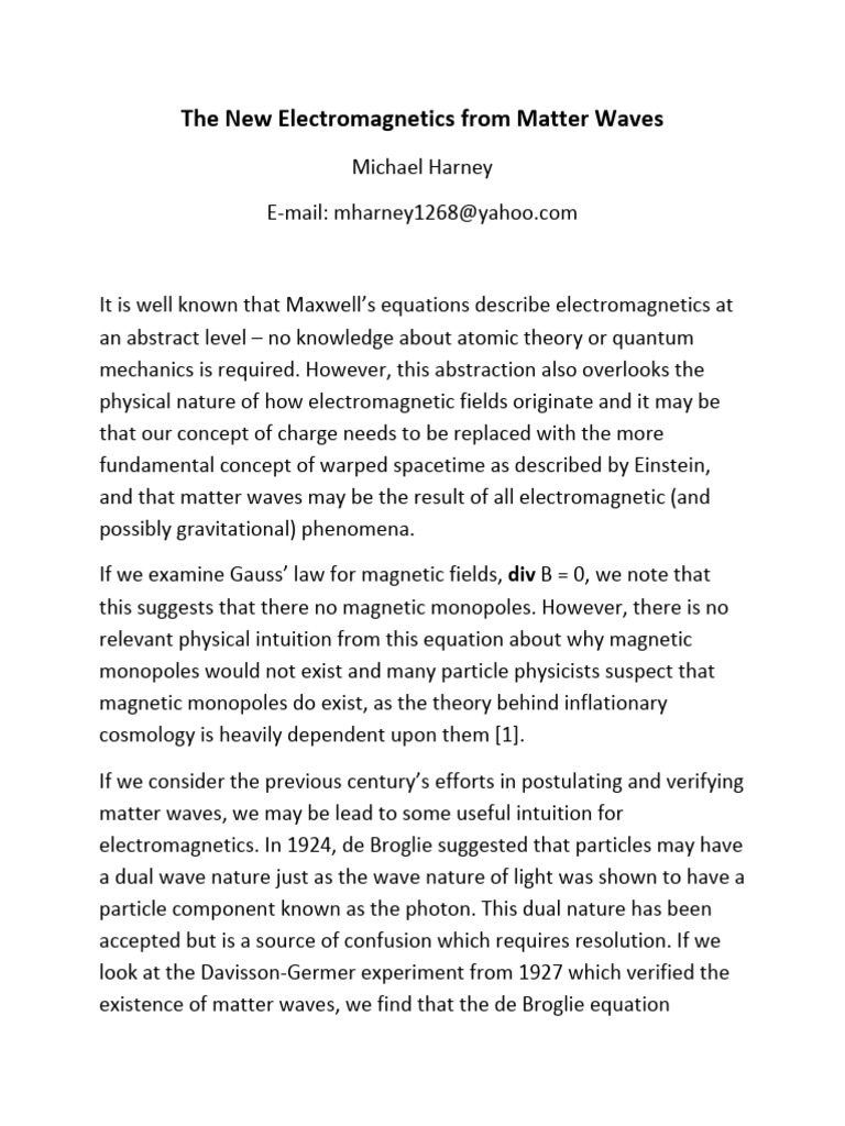 The New Electromagnetics From Matter Waves | PDF | Waves | Electromagnetism