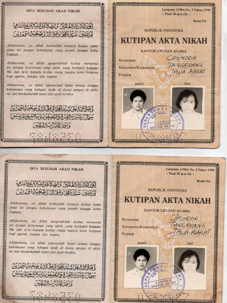 Buku Nikah & Akta Nikah | PDF