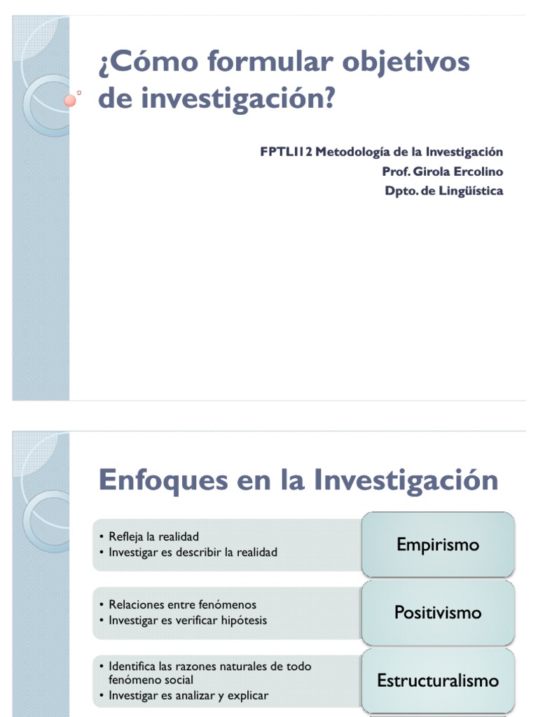 Cómo Formular Objetivos de Investigación | PDF