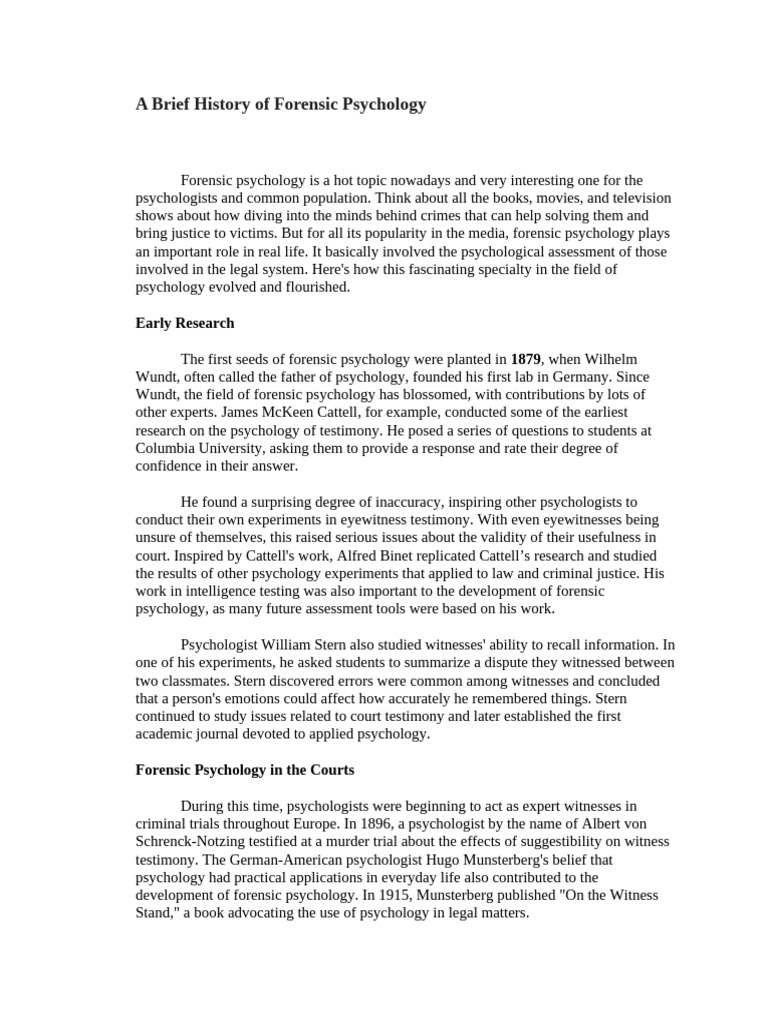 ASSIGN Forensic, History | PDF | Psychology | Expert Witness