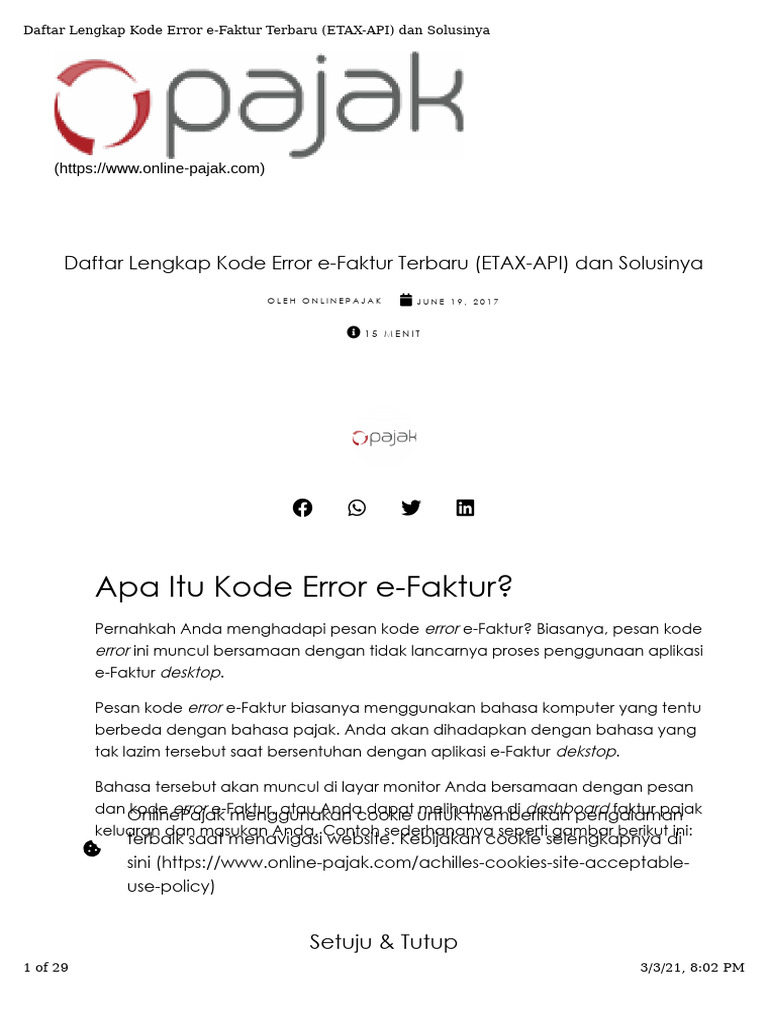 Daftar_Lengkap_Kode_Error_e-Faktur_Terbaru__ETAX-API__dan_Solusi-job_109 | PDF