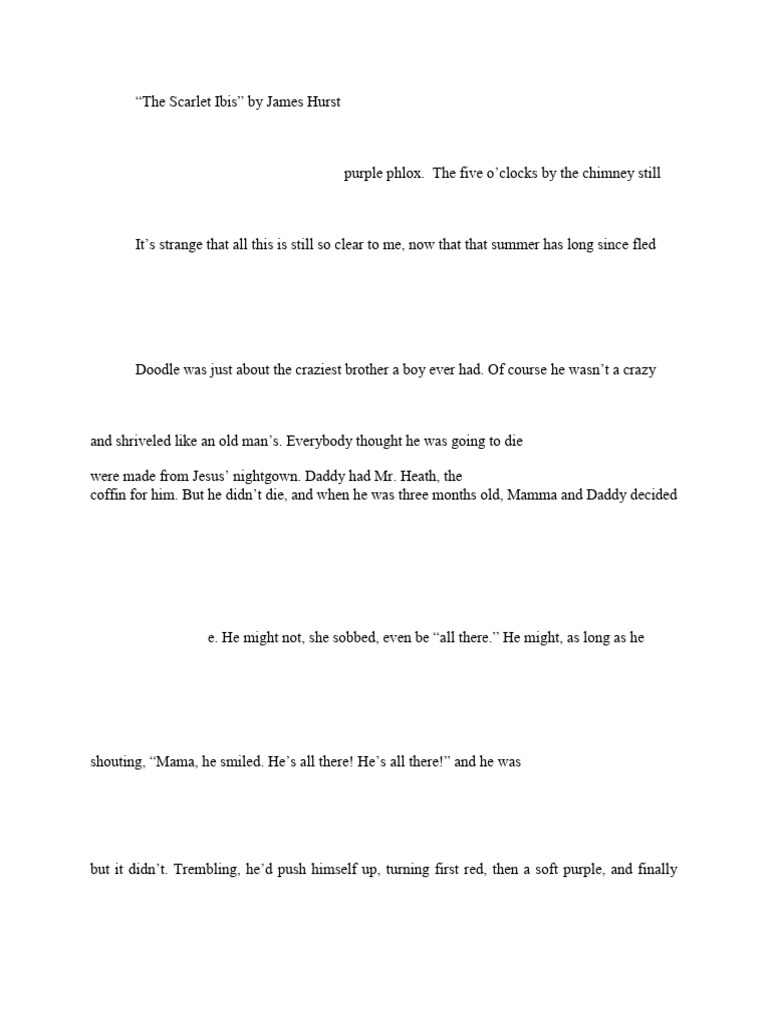 The Scarlet Ibis - Text | PDF