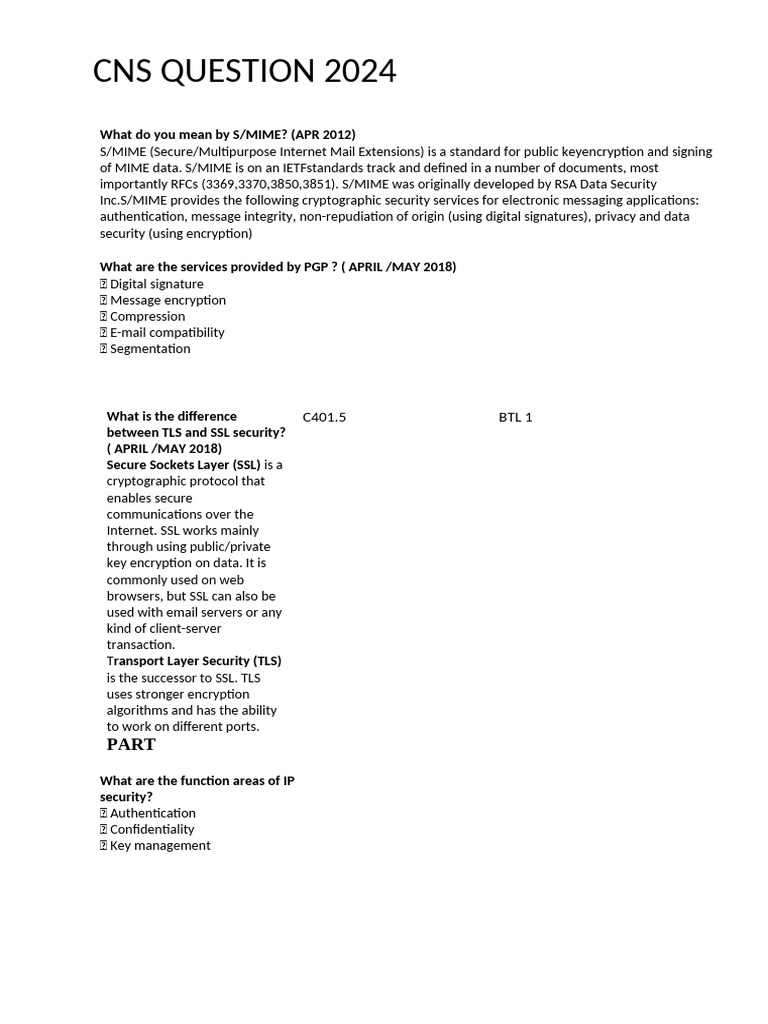 CNS QUESTION 2024 | PDF | Transport Layer Security | Encryption