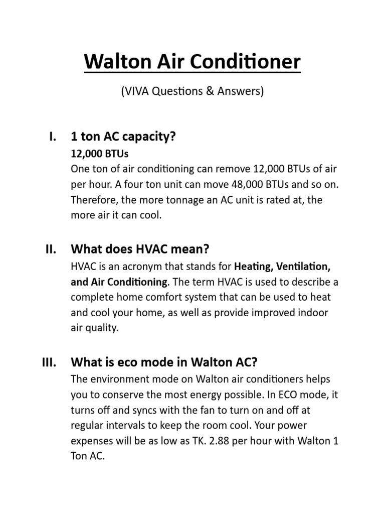 Walton Air Conditioner For VIVA | PDF | Air Conditioning | Gases