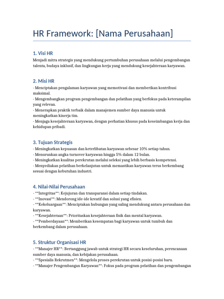 HR Framework Document | PDF