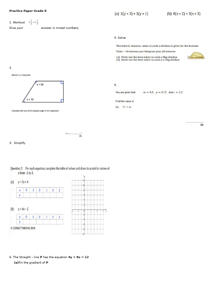 Grade 8 Revision 3 | PDF