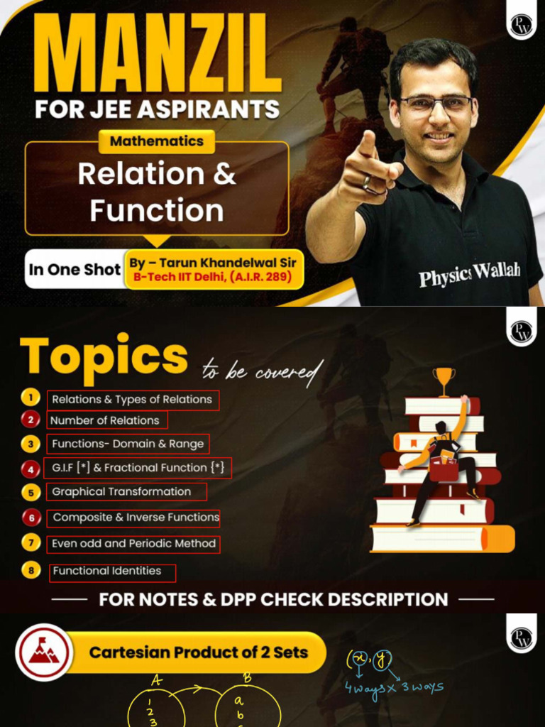 Relations and Functions Class Notes Manzil JEE 2025 | PDF