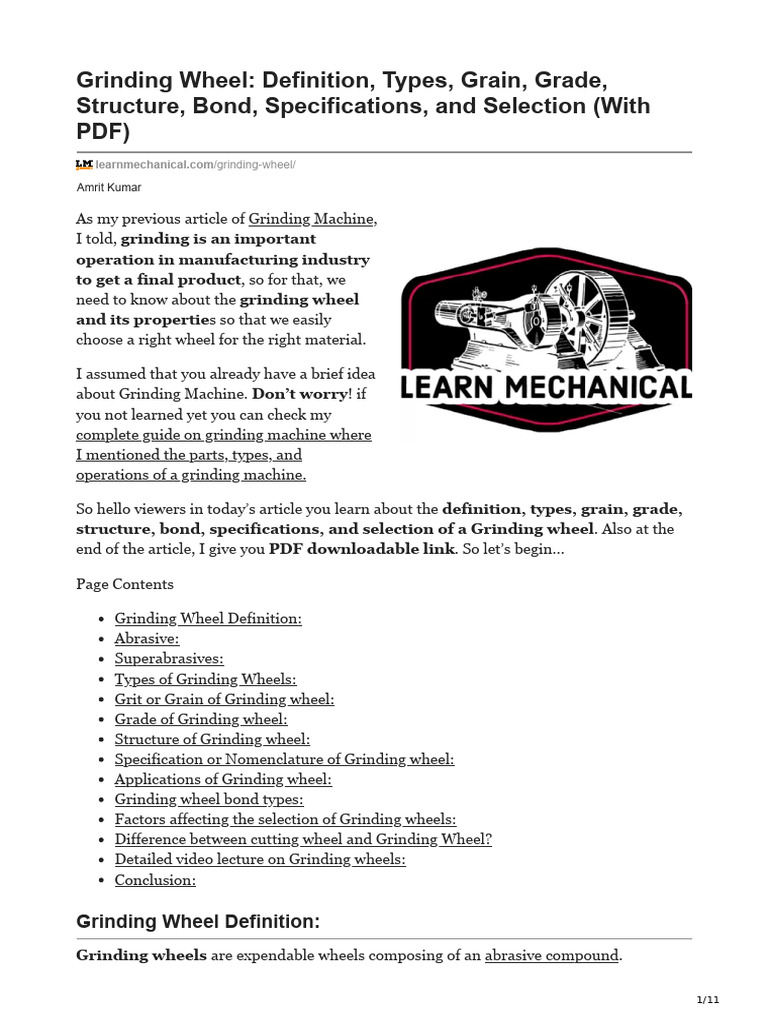 learnmechanical.com-Grinding Wheel Definition Types Grain Grade ... learnmechanical.com-Grinding Wheel Definition Types Grain Grade ...