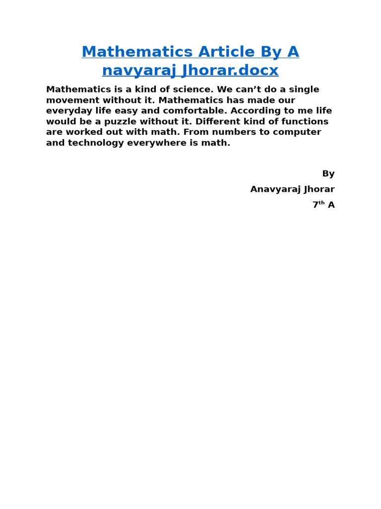 Importance of Mathematics in Daily Life | PDF