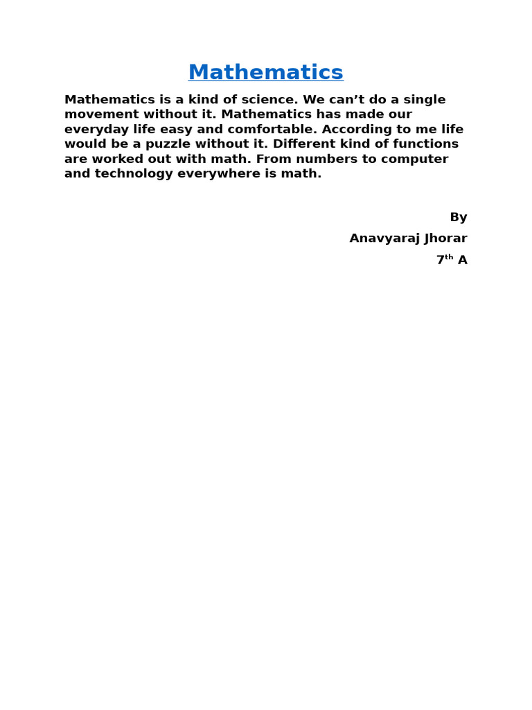 Importance of Mathematics in Daily Life | PDF