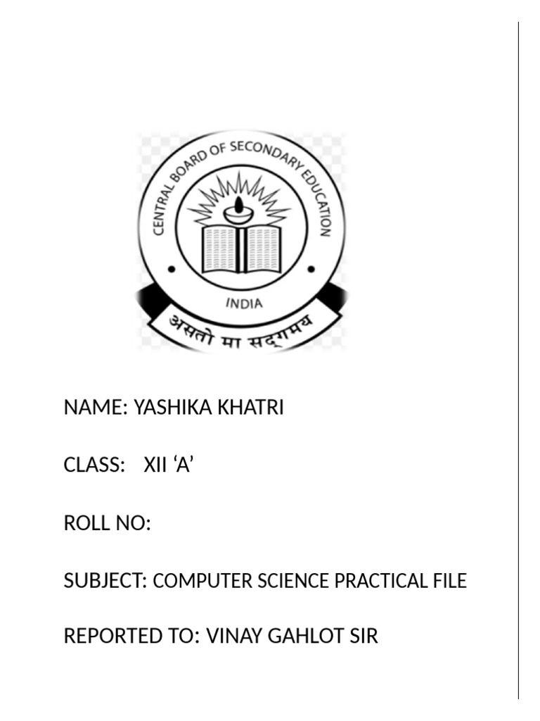 Computer Science Practical File | PDF