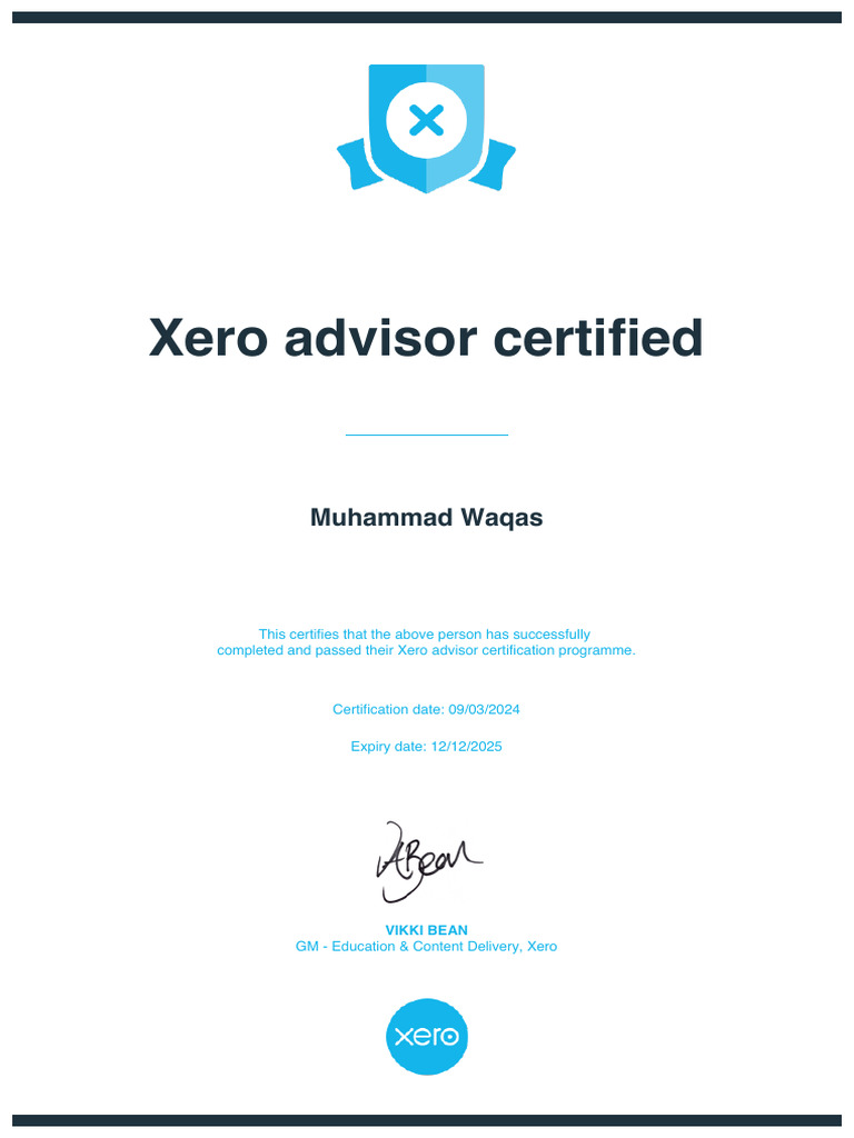 Xero Advisor Certification Confirmation | PDF