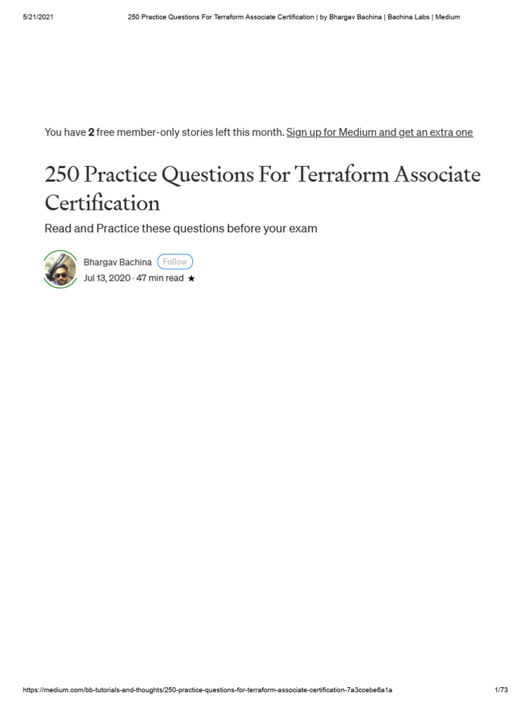 250 Practice Questions For Terraform Associate Certification | PDF | Command Line Interface ...