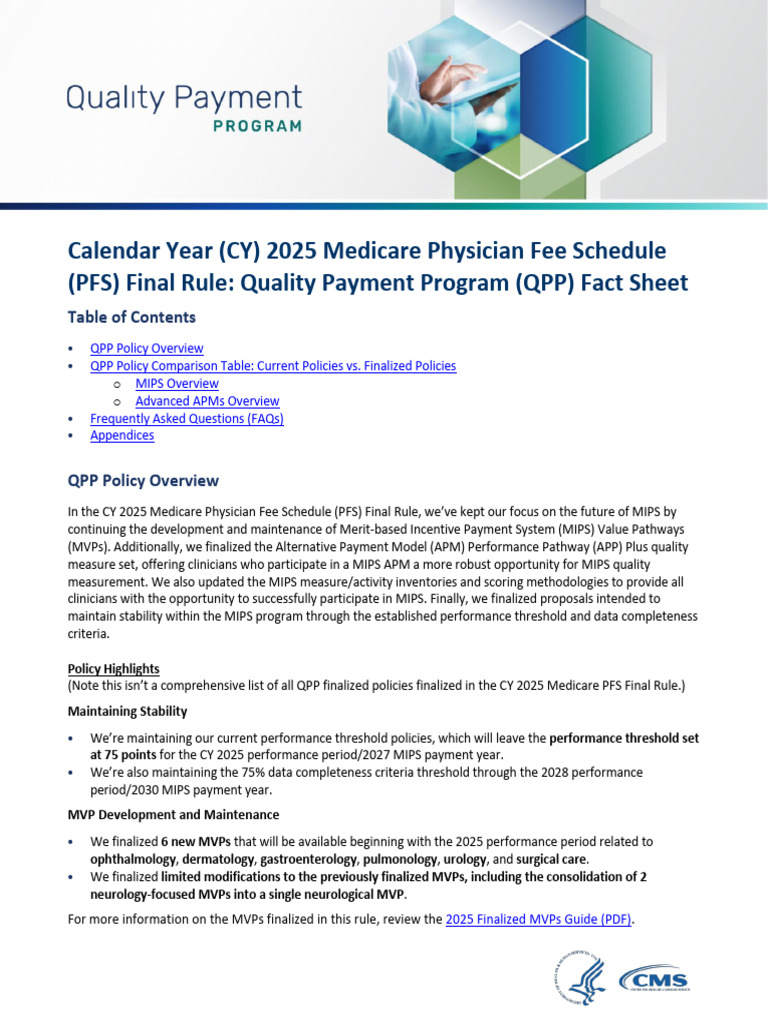 2025 QPP Policies Final Rule Fact Sheet | PDF | Glycated Hemoglobin ...