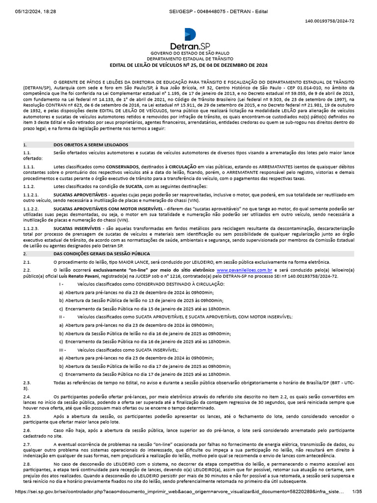 SEI - Edital de Leilao 25.2024 SP SBC - CORRIGIDO-COMPILADO | PDF | Leilão