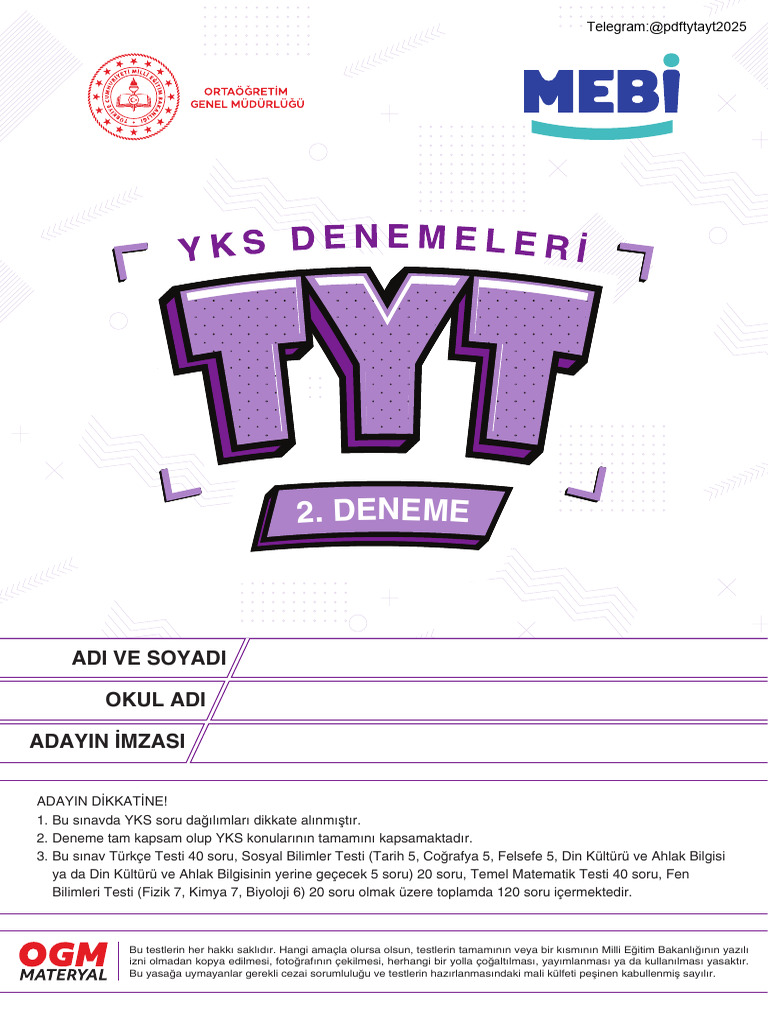 2025 Mebi̇ Tyt 2 - 241209 - 153032 | PDF