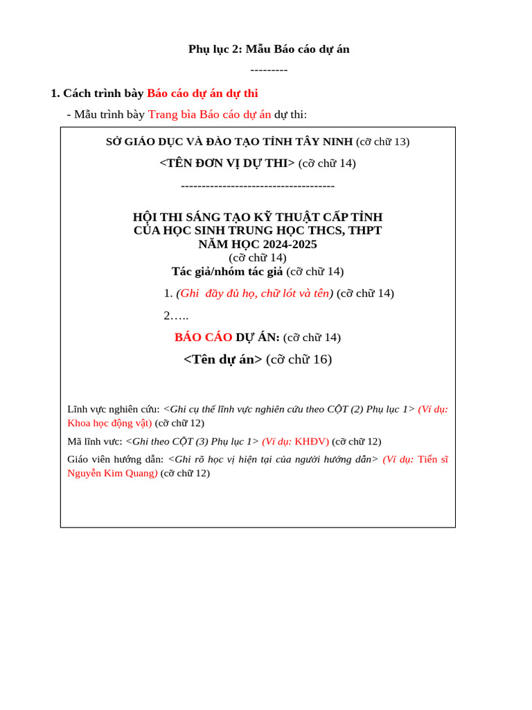 Phu Luc 2 Mẫu Báo Cáo | PDF