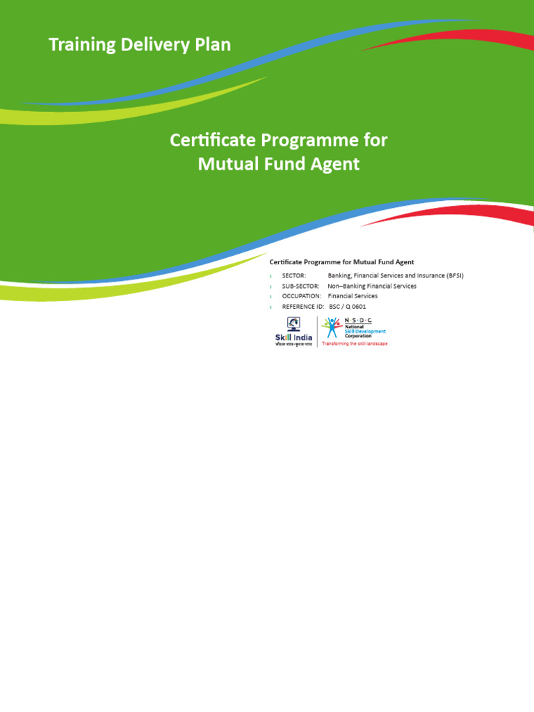 Training Delivery Plan: Certificate Programme For Mutual Fund Agent | PDF | Taxes | Valuation ...