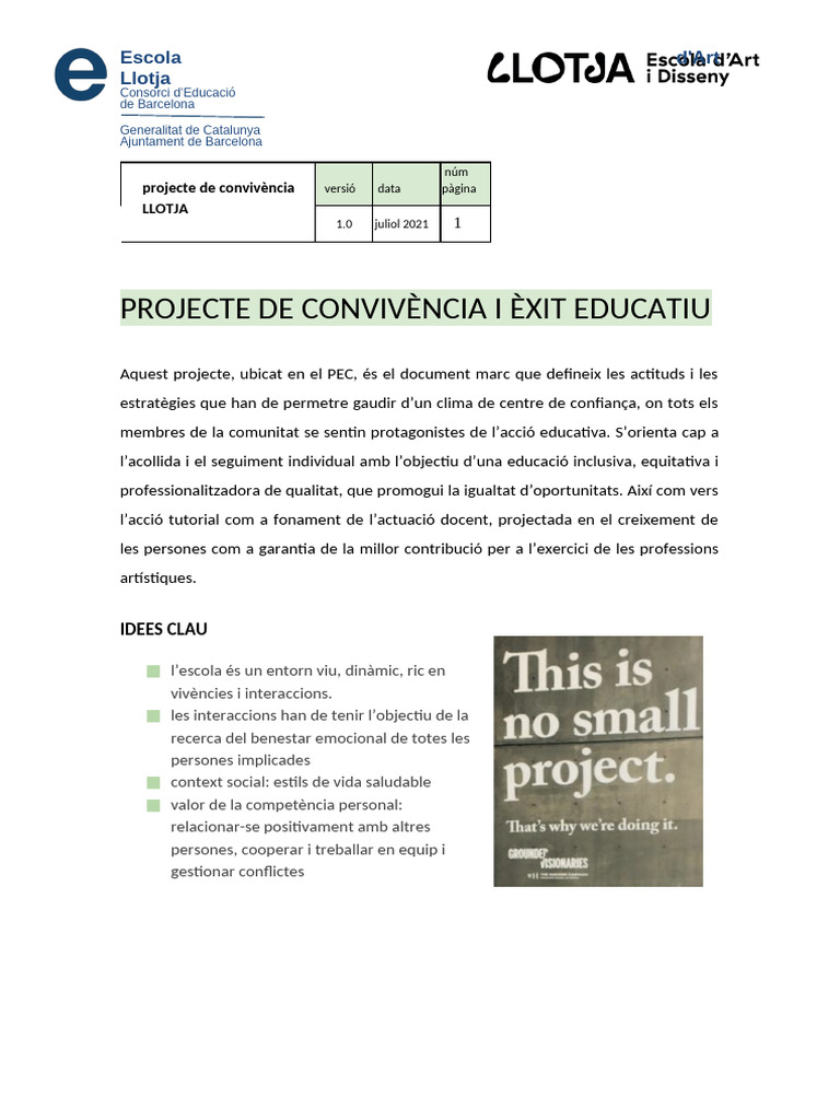 Projecte de convivència | PDF