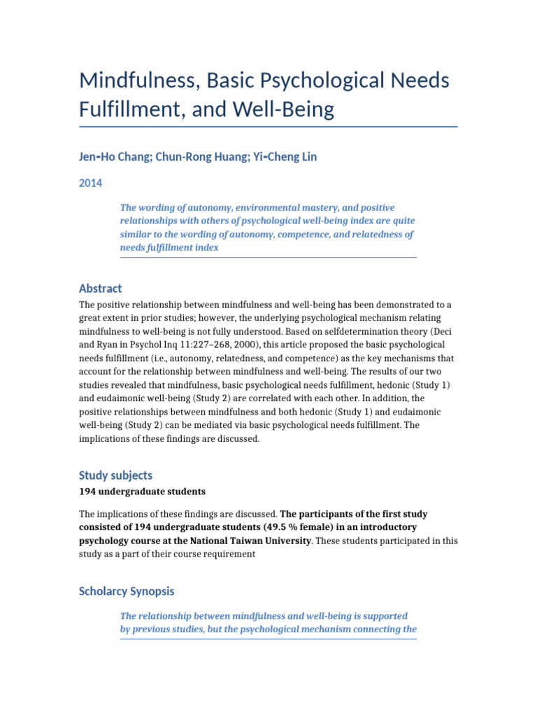 Mindfulness & Student Well-Being Study | PDF | Well Being | Mindfulness