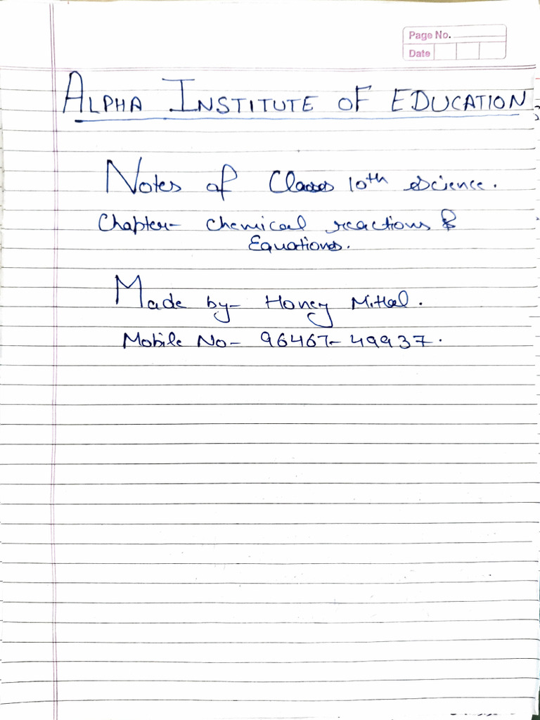 Chemical Reaction and Equations Notes | PDF | Chemical Compounds ...