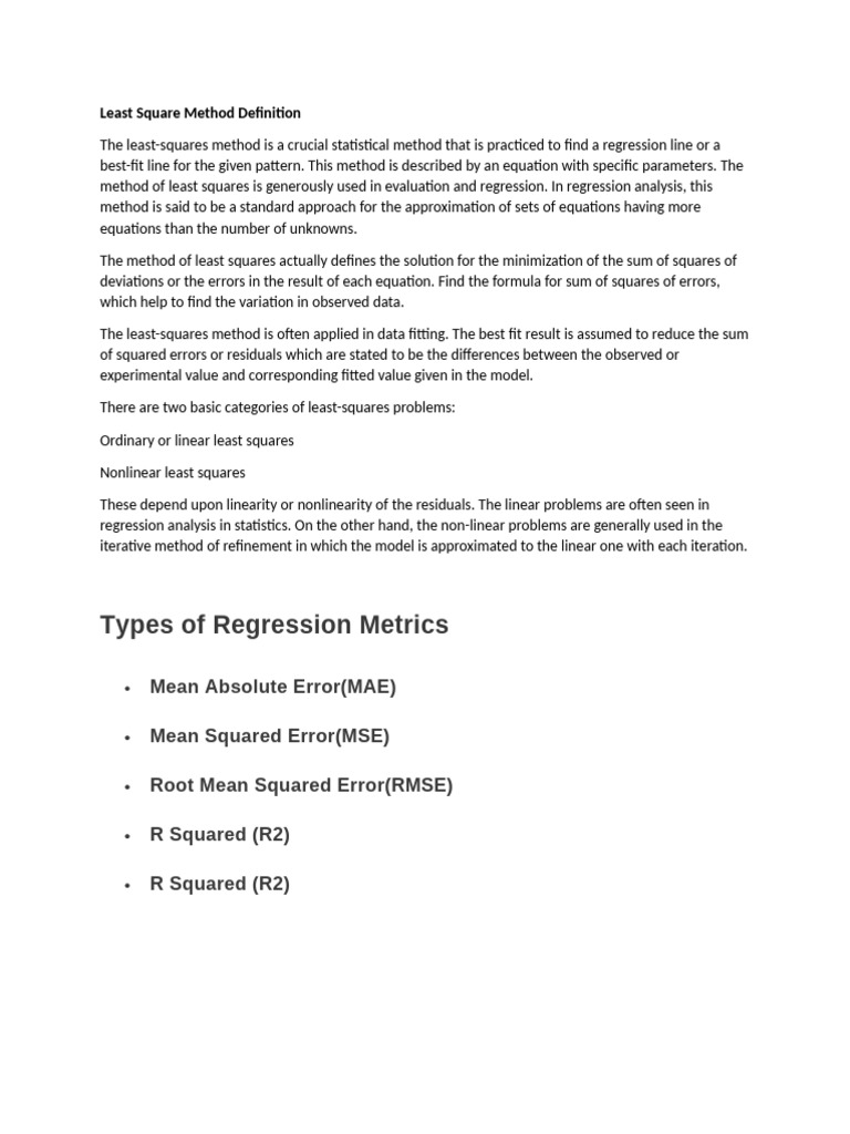 Least Square Method Definition | PDF | Least Squares | Errors And Residuals