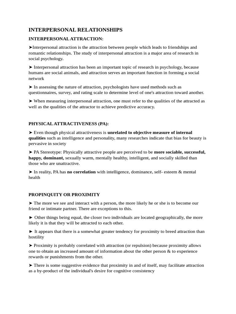INTERPERSONAL RELATIONSHIPS | PDF | Interpersonal Attraction | Love