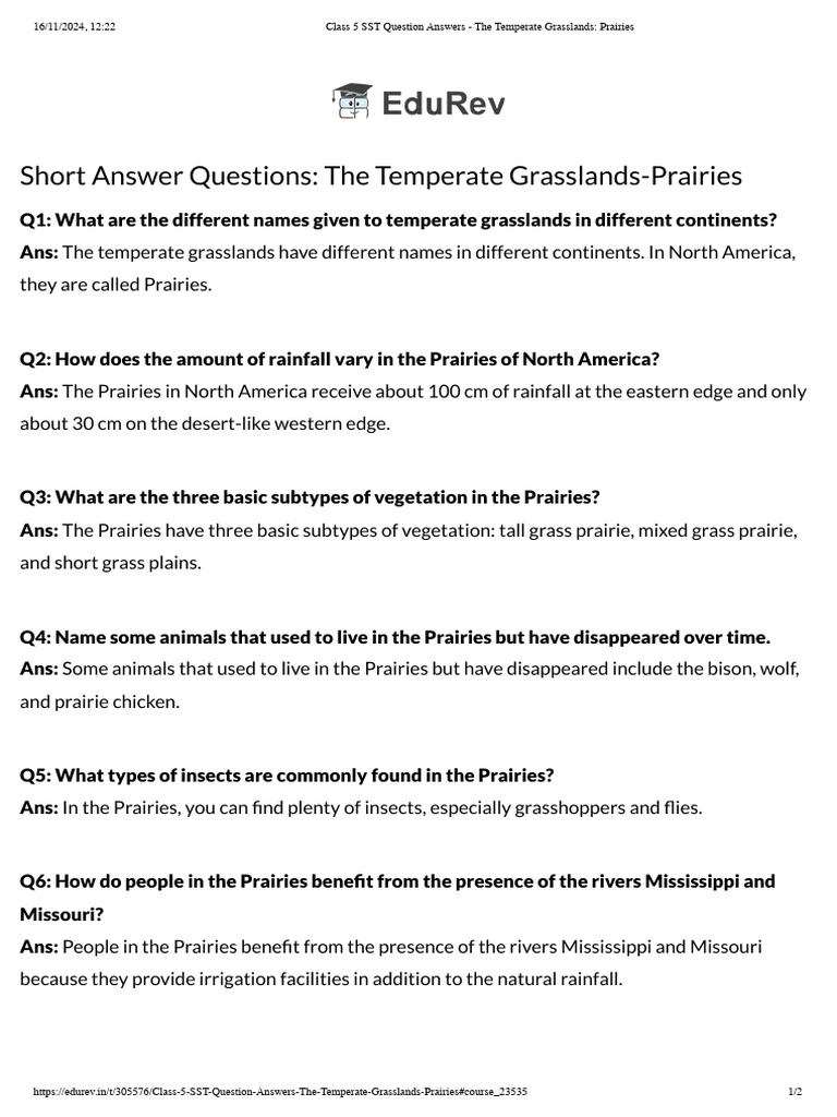Temperate Grasslands: Prairies Overview | PDF | Prairie | Canadian Prairies