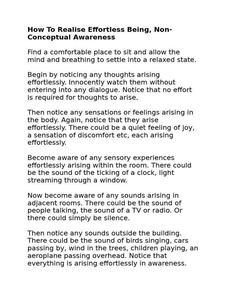 Realising Effortless Being Awareness | PDF | Awareness | Mind