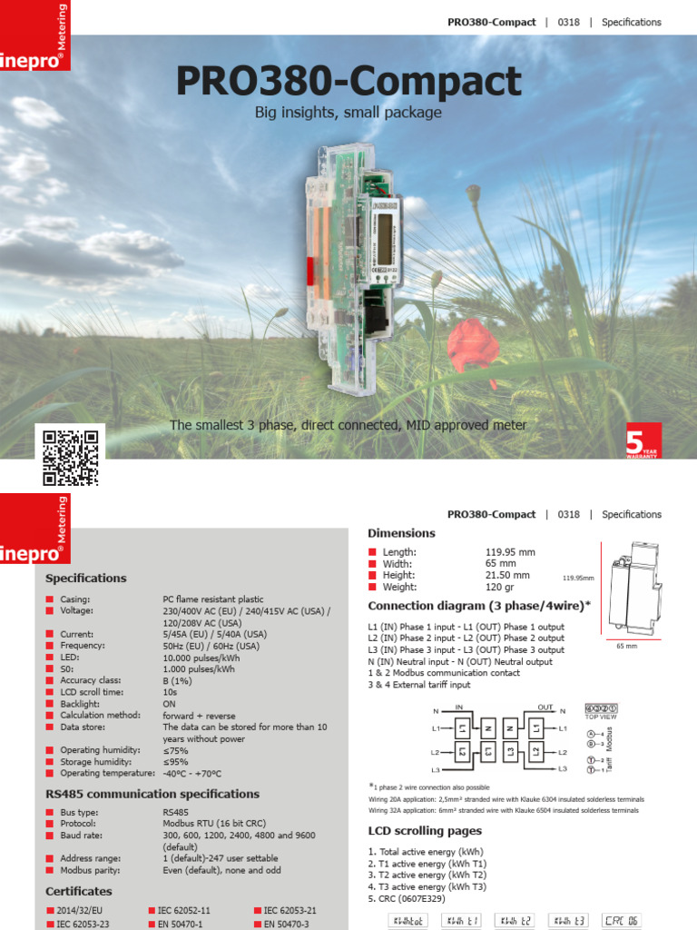 PRO380-Compact 3 Phase MID Meter Specs | PDF | Electrical Engineering ...