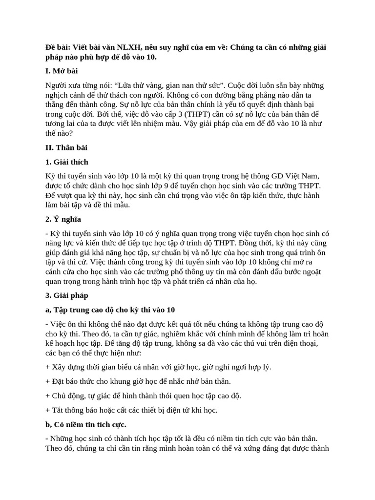 NLXH đỗ cấp 3 | PDF