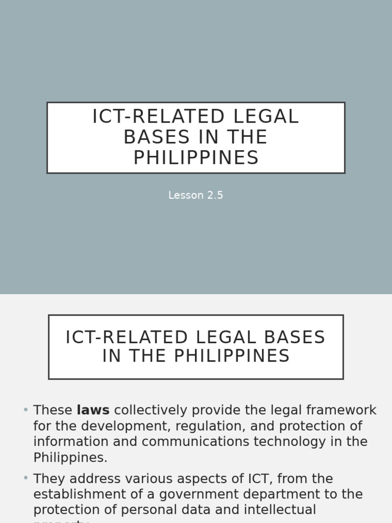 Grade 8 Quarter 1 Lesson 2.5 ICT Related Legal Bases in The Philippines ...