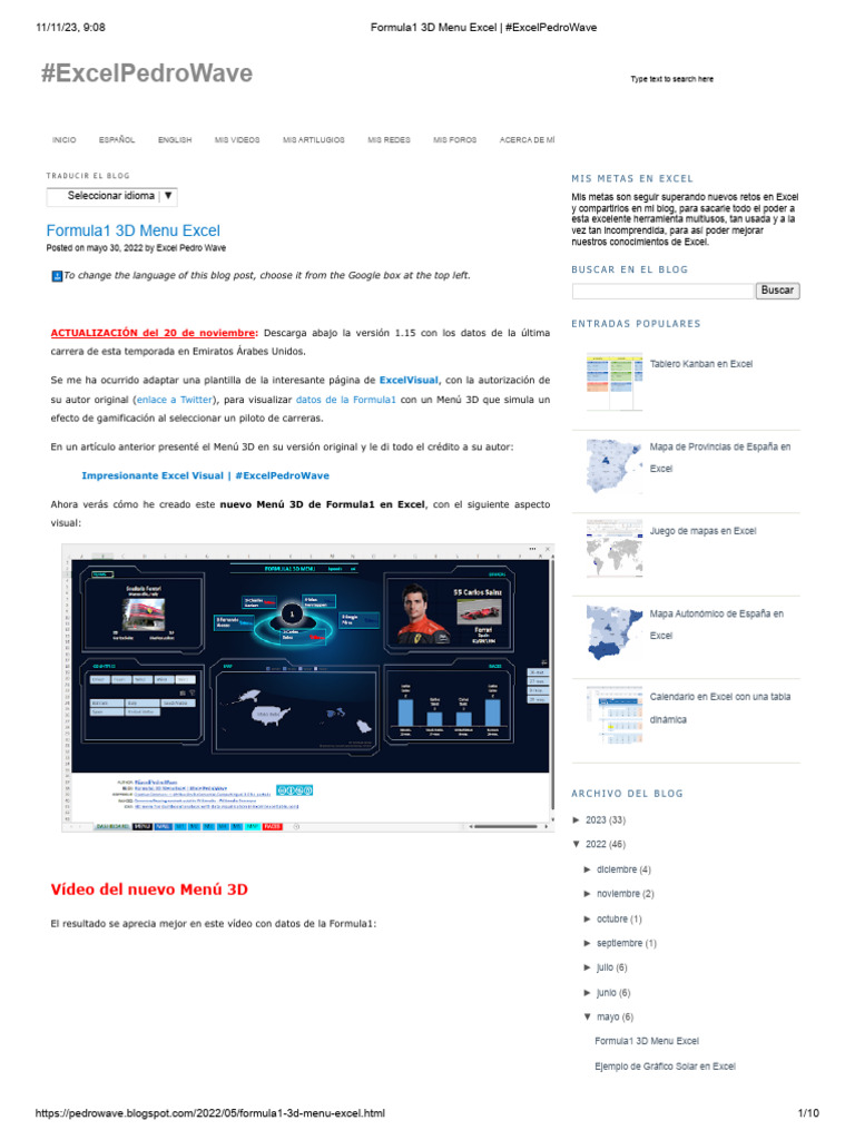 Formula1 3D Menu Excel - #ExcelPedroWave | PDF | Microsoft Excel | Macro (informática)