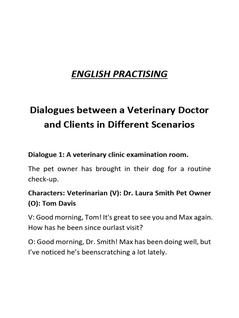 Vet-Client Dialogues for Practice | PDF | Medical Specialties ...