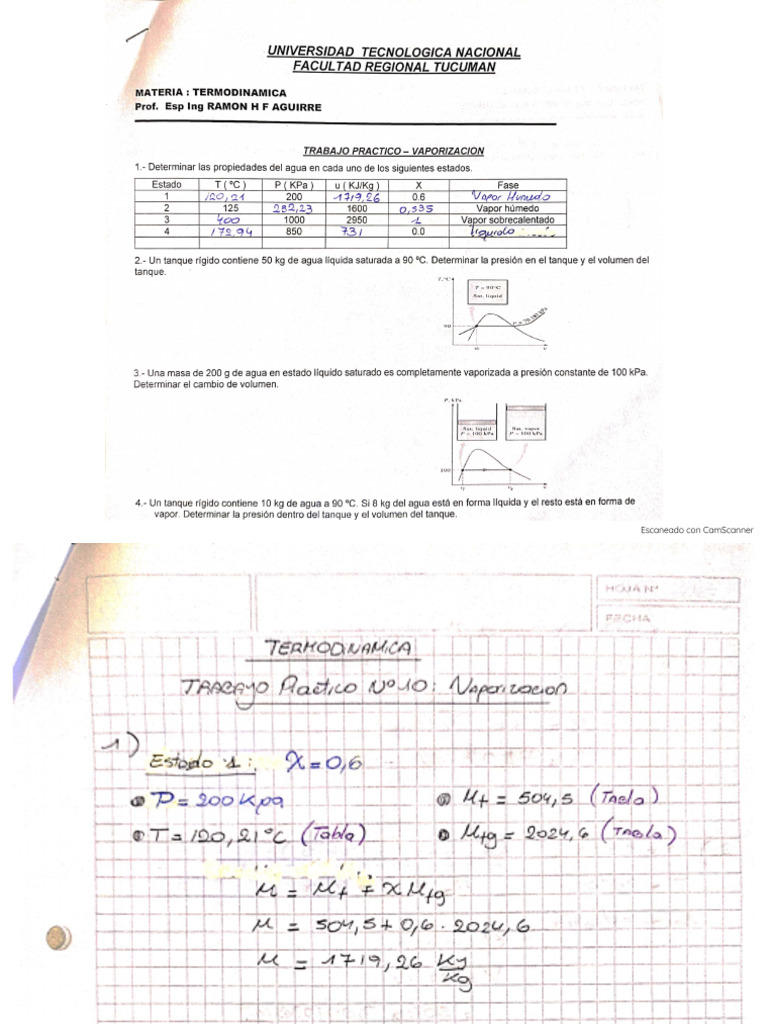Termodinámica TP10 Vaporización | PDF