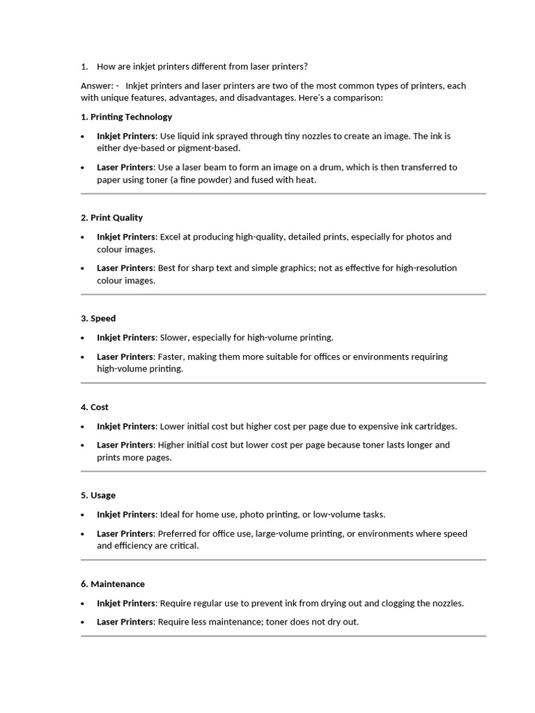 How Are Inkjet Printers Different From Laser Printers | PDF | Printer (Computing) | Random ...
